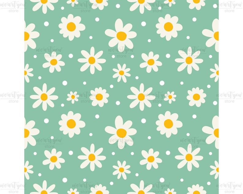 Groovy Daisy Pattern, Retro Daisies Flower, Daisy Seamless Fabric ...