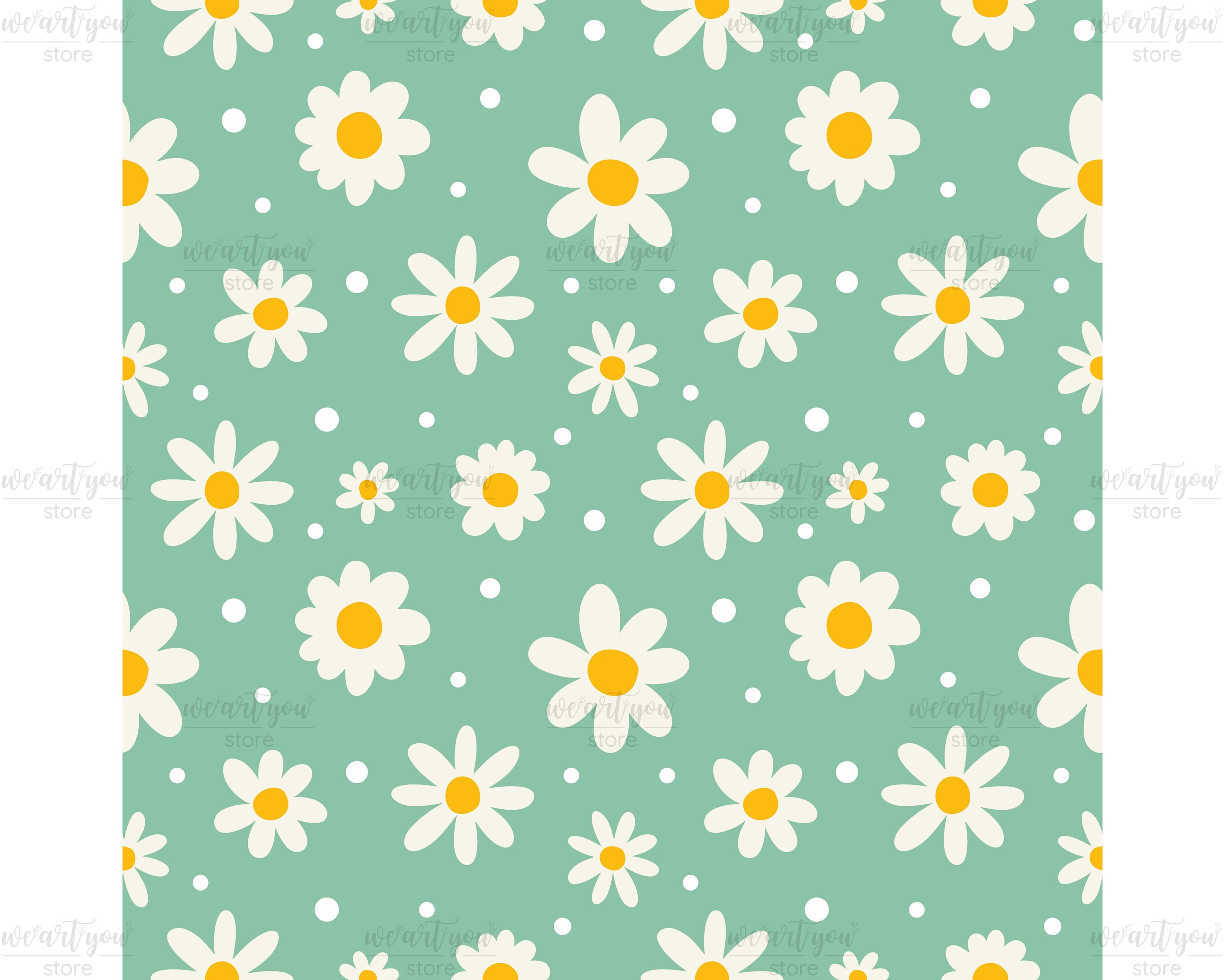 Groovy Daisy Pattern, Retro Daisies Flower, Daisy Seamless Fabric ...
