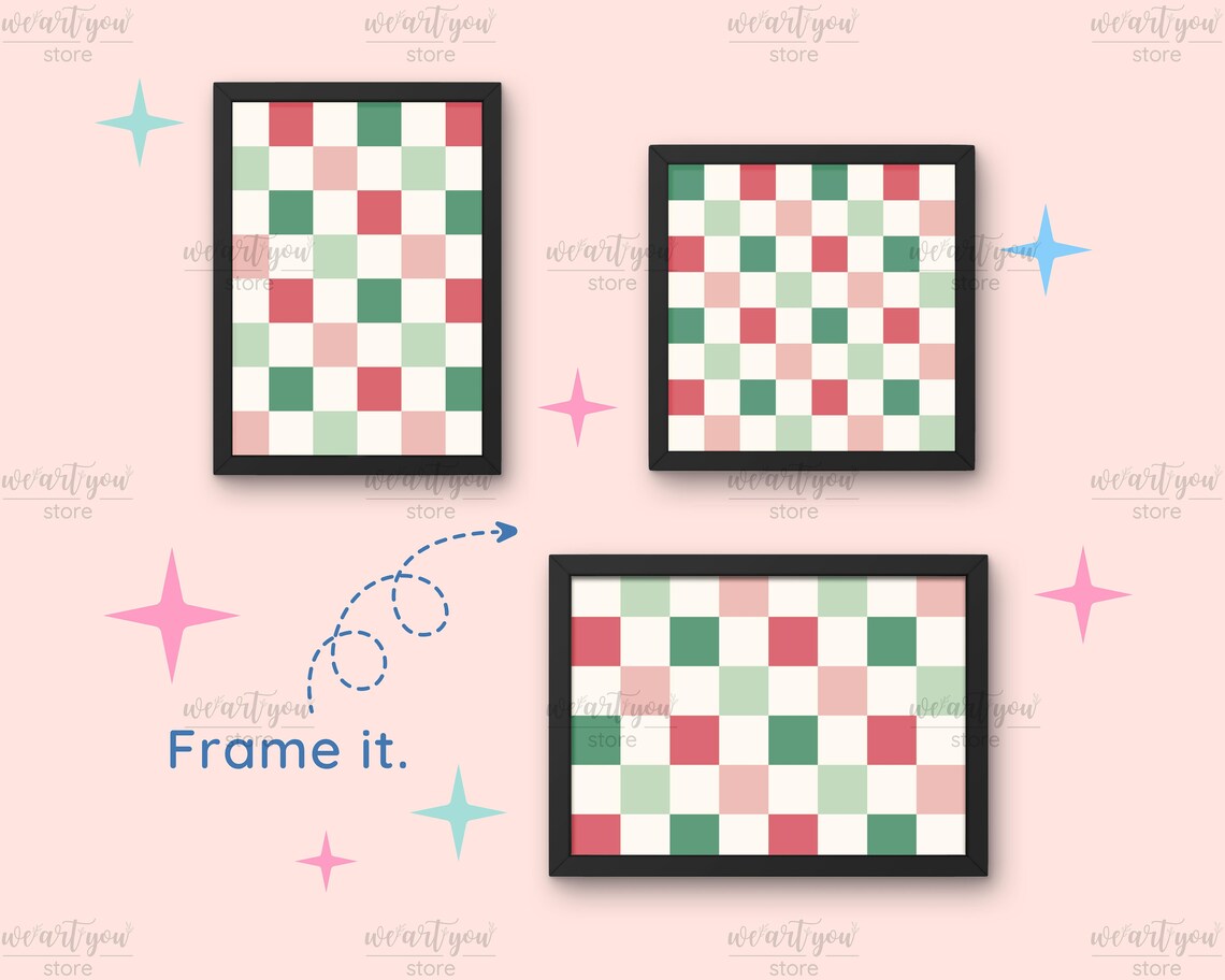 Muted Christmas Checkered Seamless Pattern, Muted Red Green Checkered ...