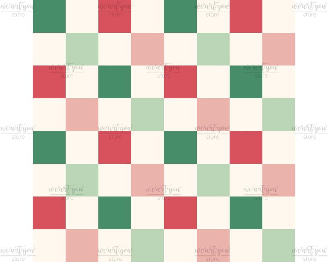 Muted Christmas Checkered Seamless Pattern, Muted Red Green Checkered ...