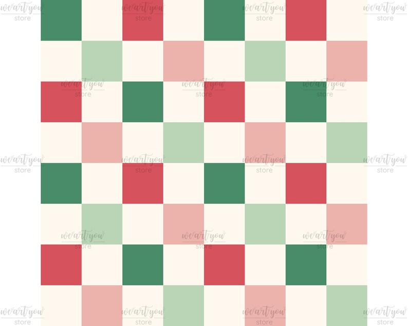 Muted Christmas Checkered Seamless Pattern, Muted Red Green Checkered ...