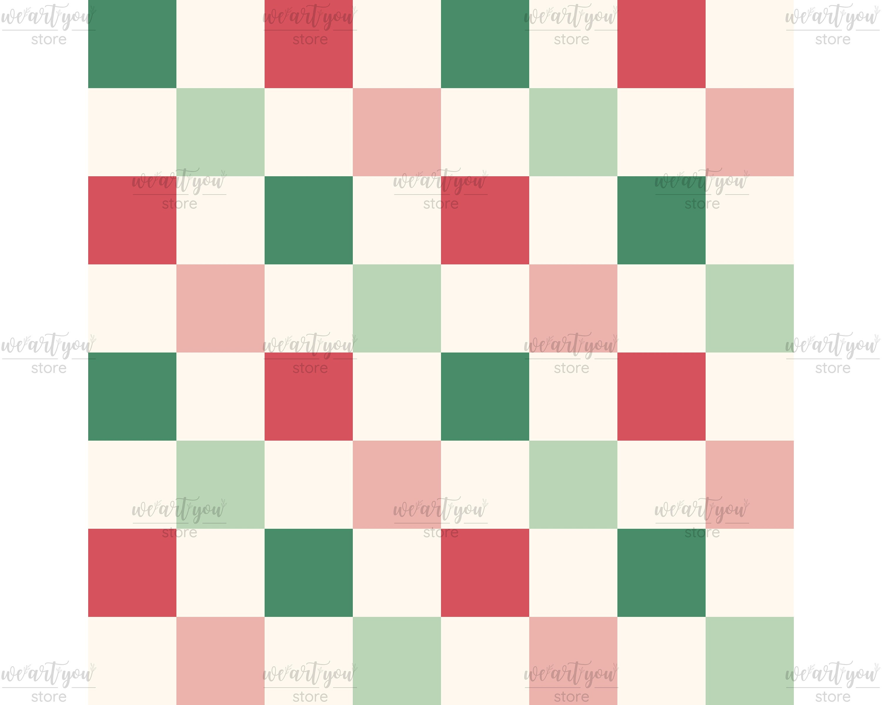 Muted Christmas Checkered Seamless Pattern, Muted Red Green Checkered ...
