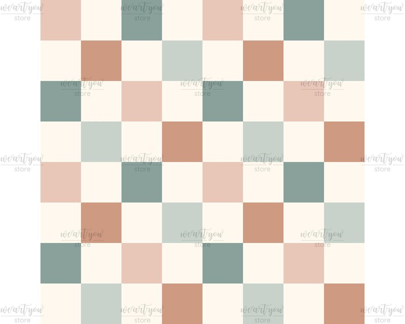 Neutral Checkered Seamless Pattern Boho Checkered Seamless Digital ...