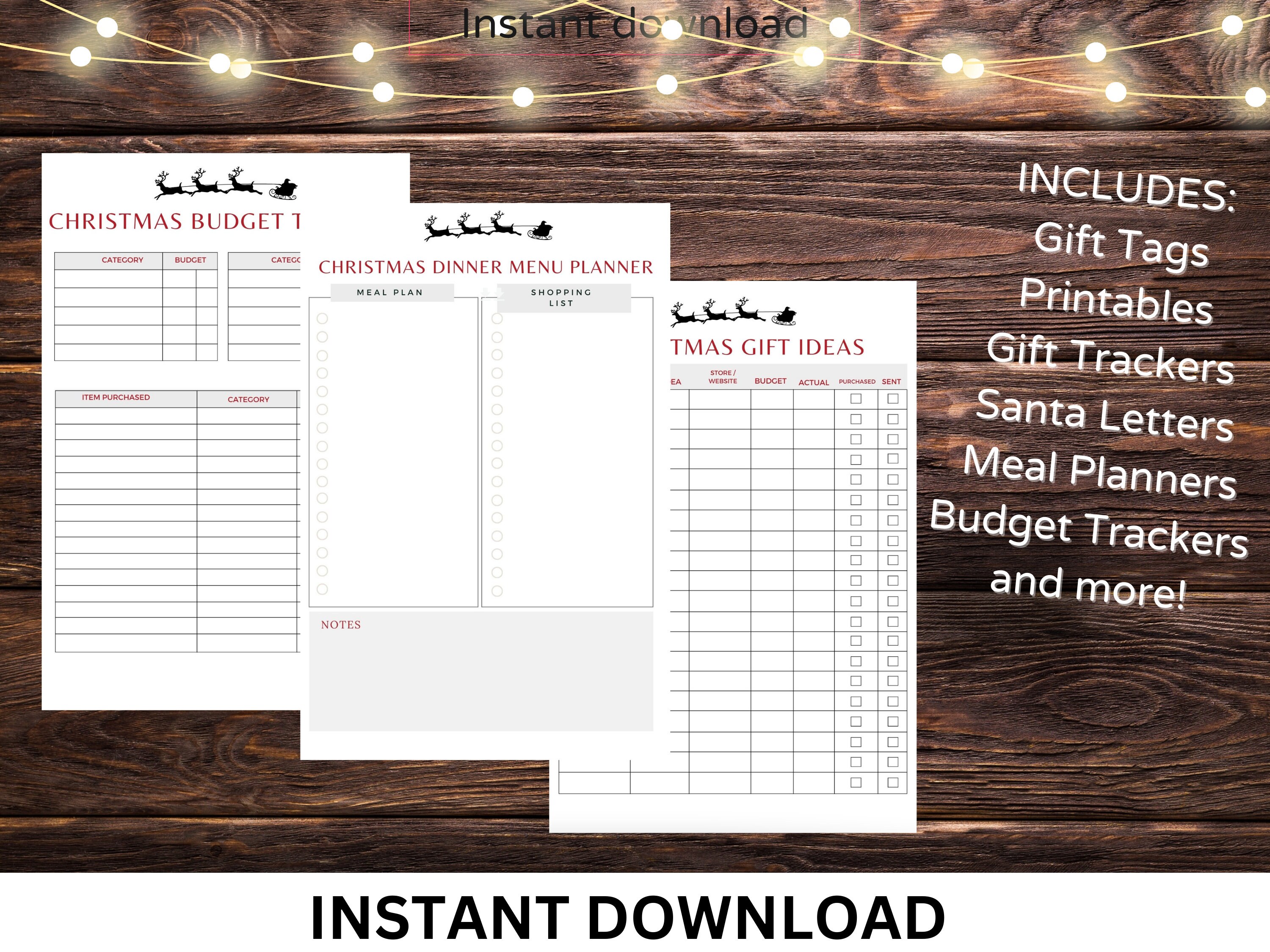 CHRISTMAS PLANNER Printable Holiday Planner Gift Budget - Etsy