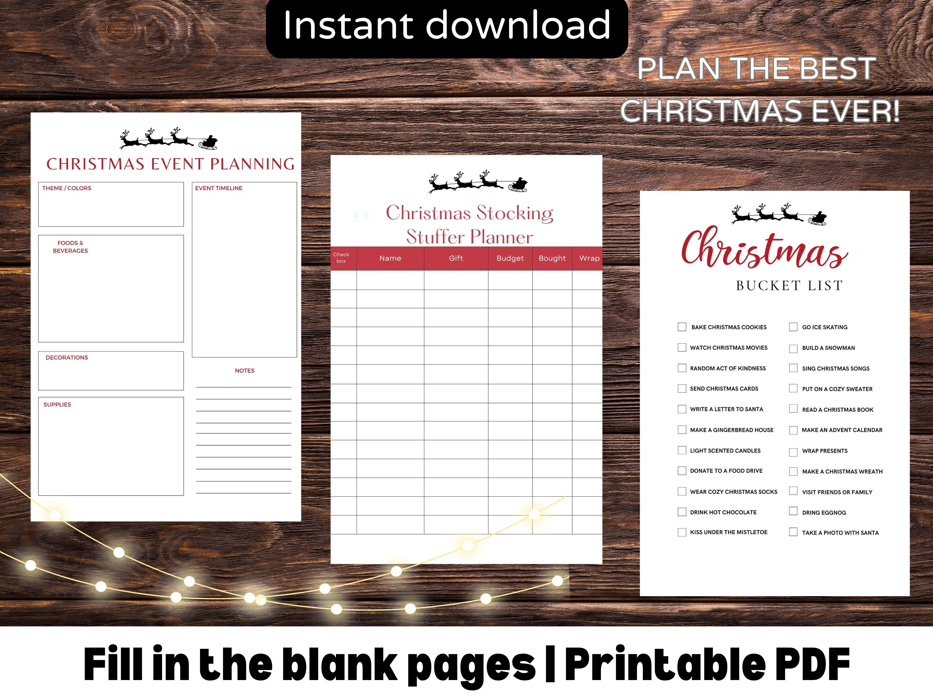 CHRISTMAS PLANNER Printable, Holiday Planner, Gift Budget Planner,xmas ...