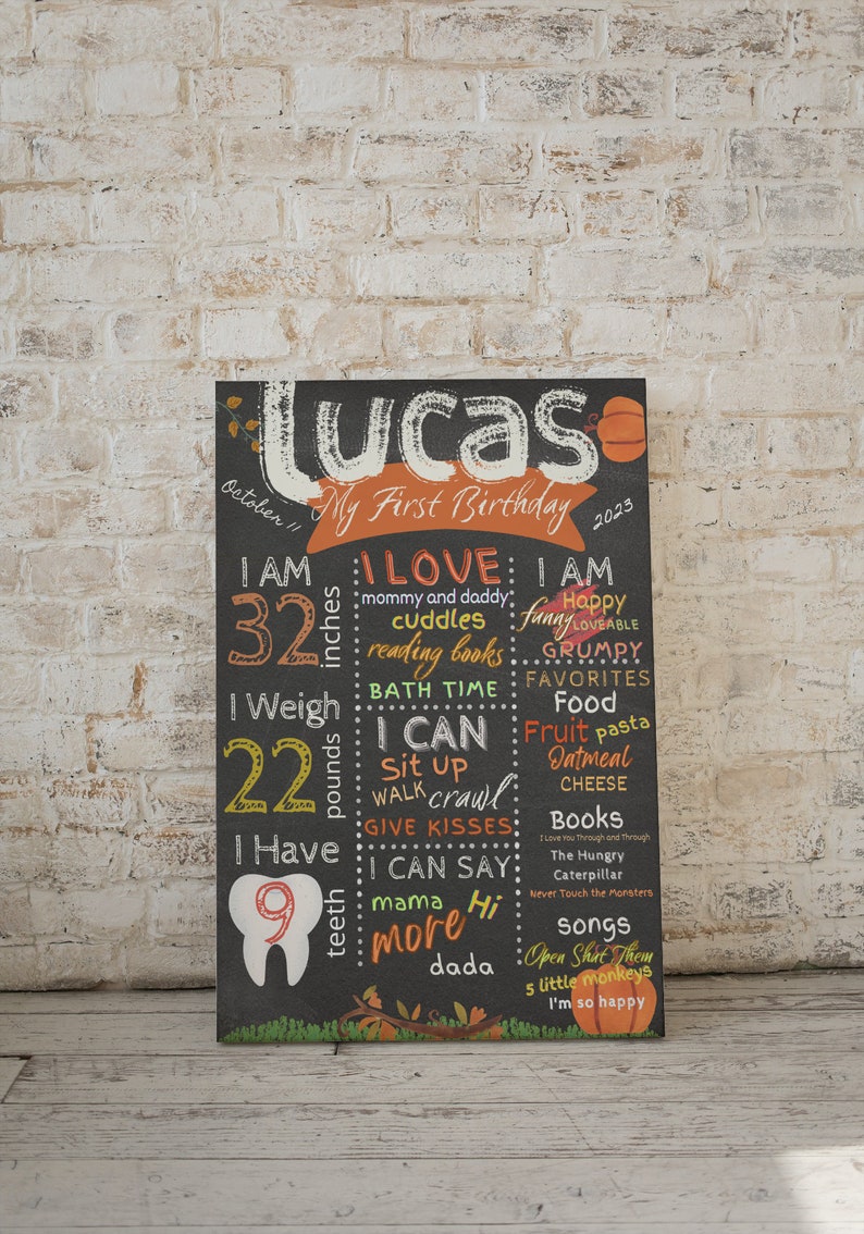 First Birthday Milestone Chalkboard Template, Digital Milestone ...