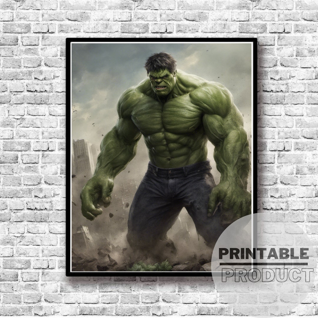 Set of 5 Hulk Printable Watercolor and HD Digital Art Captivating Wall ...