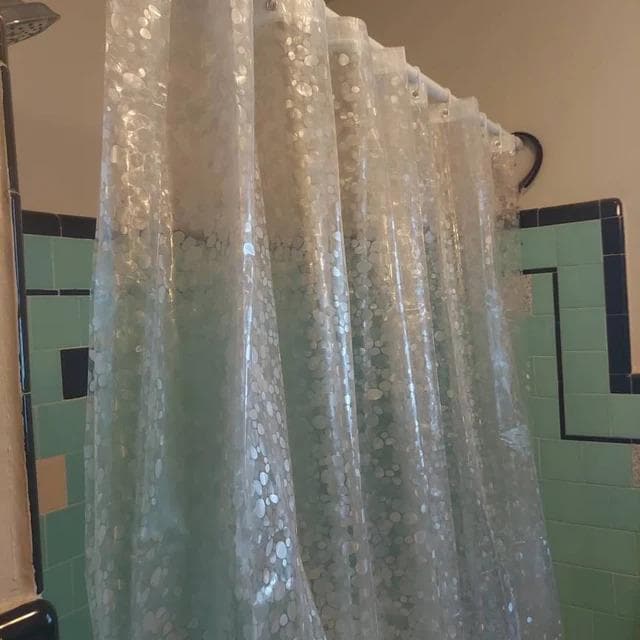 PEVA SHOWER CURTAIN Liner 71 X 70 | Clear 3D Pebble Bathroom With 12 ...