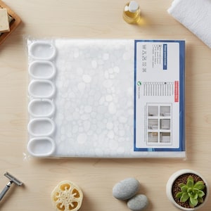PEVA SHOWER CURTAIN Liner 71 X 70 | Clear 3D Pebble Bathroom With 12 ...