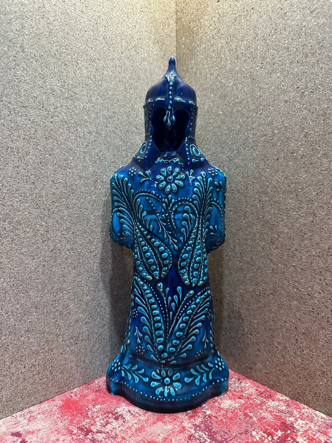 Armored Soldier Handmade Ceramic Figure Blue Color Embossed Traditional ...