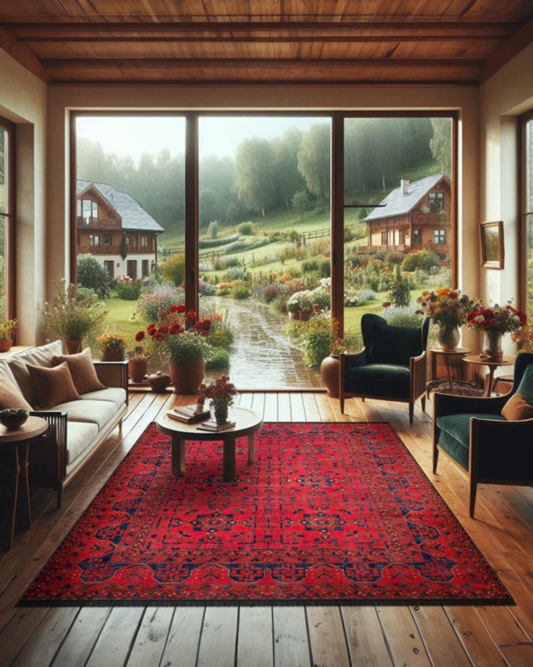 Red Afghan Vintage Oriental Classic Rug Bessarabian Turkish Traditional ...