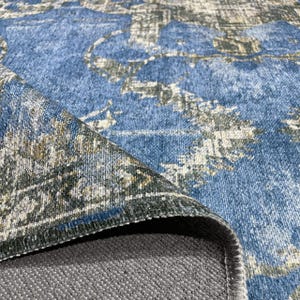 Navy Abstract Double-sided Area Rug for Living Room Bedroom and Office ...