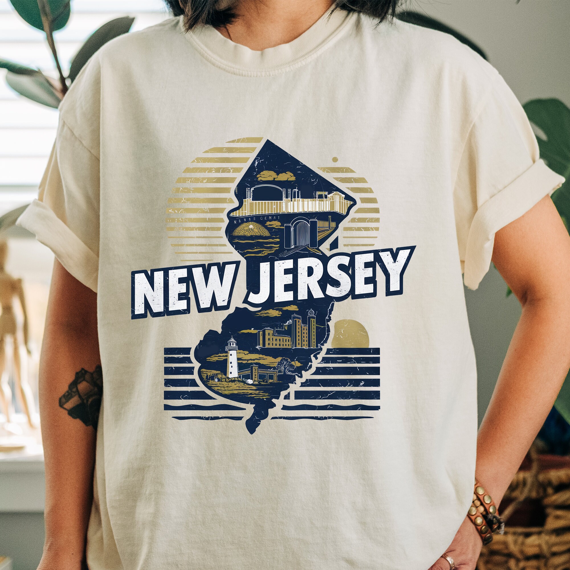 New Jersey Retro Home State Shirt, Custom 50 US States Travel T-shirt ...