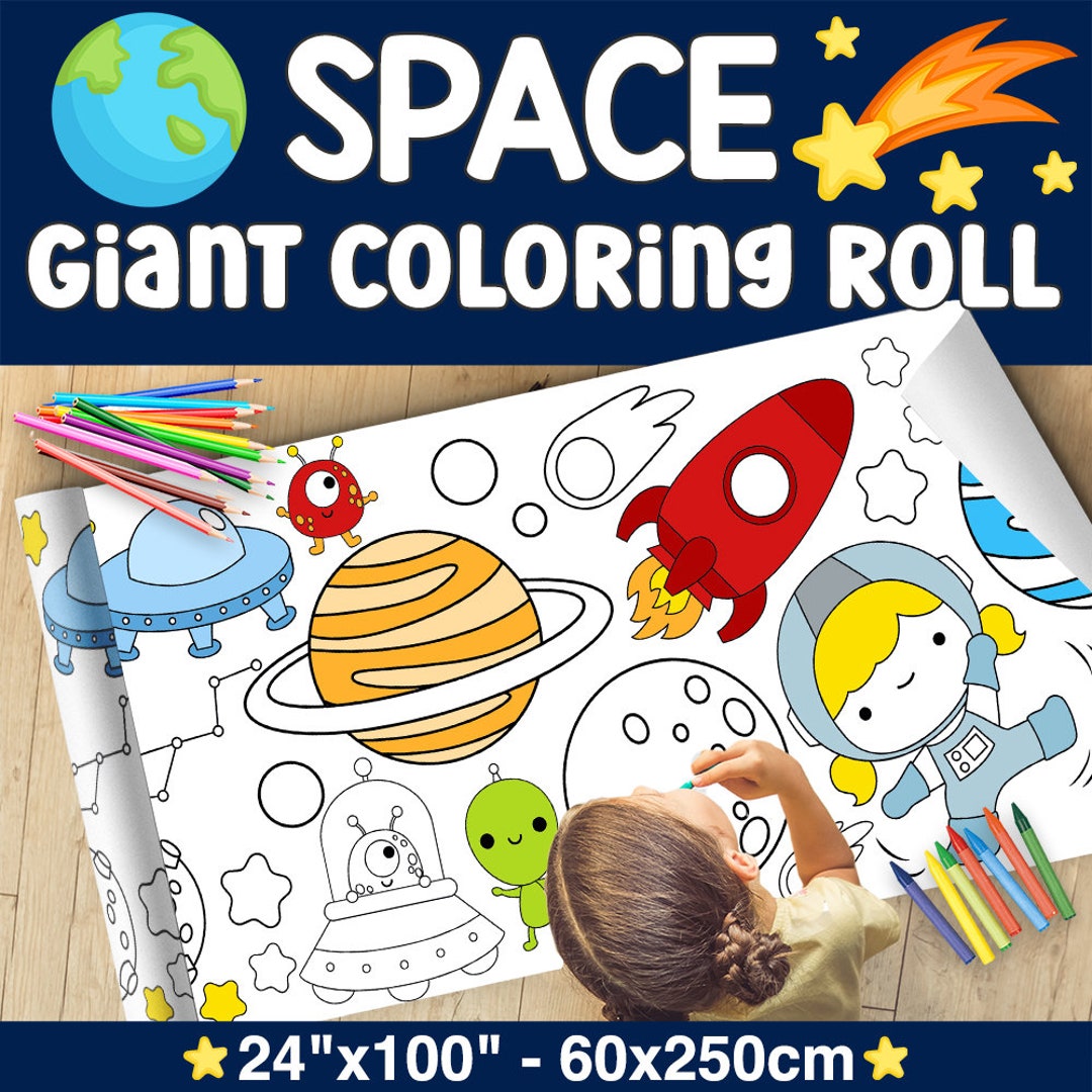 Giant Coloring and Activity Roll for Kids Coloring Poster - Space and ...