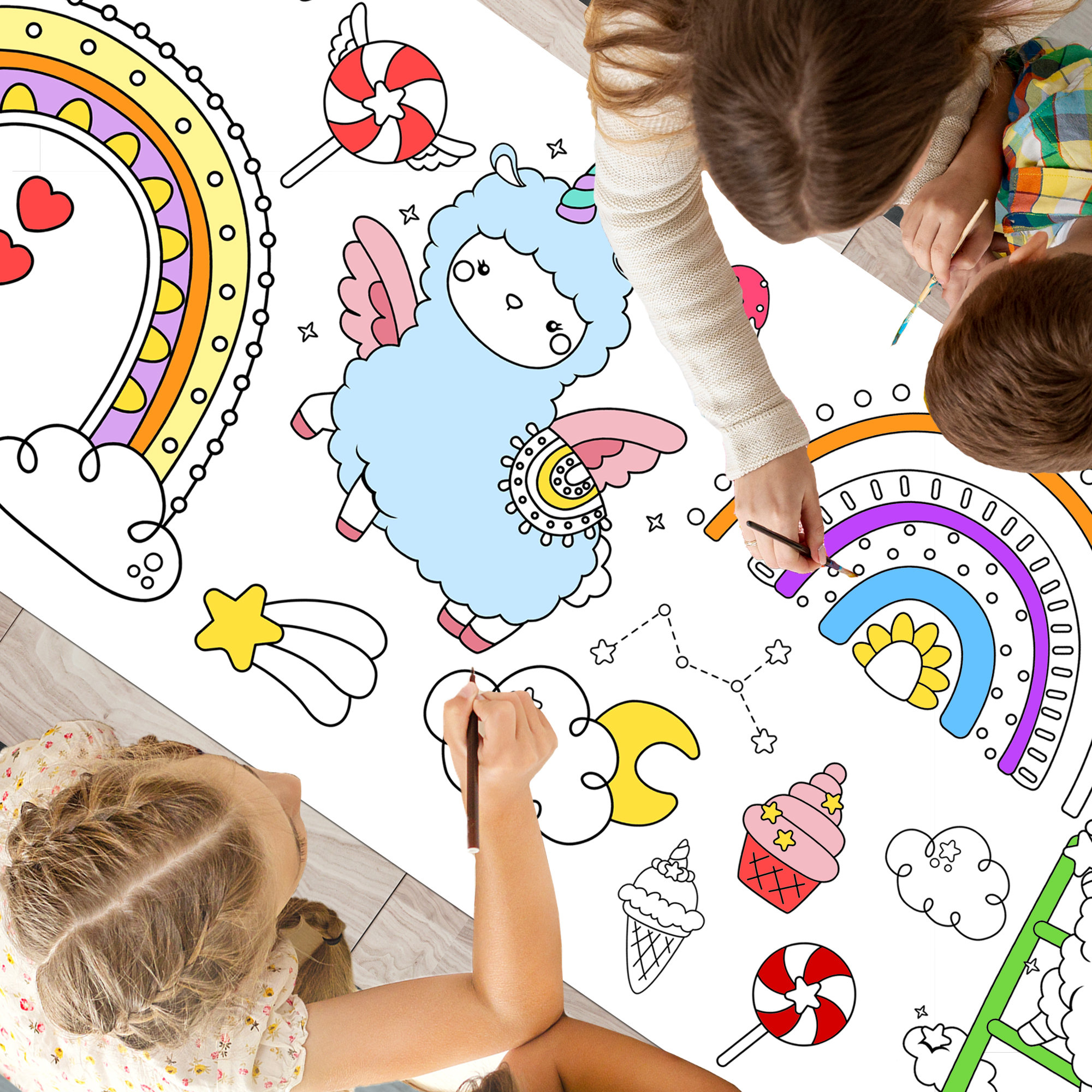 Llamacorn Giant Coloring and Activity Roll for Kids Coloring Poster ...