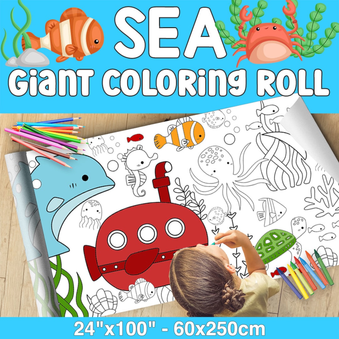 Giant Coloring and Activity Roll for Kids Coloring Poster - Under Sea ...