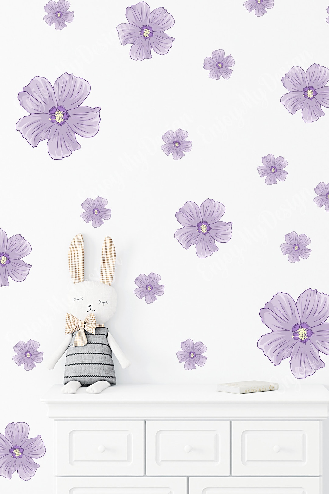 Cute Watercolor Flower Decals Lilac Boho Kids Wall Decal Sticker ...