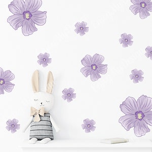 Cute Watercolor Flower Decals Lilac Boho Kids Wall Decal Sticker ...