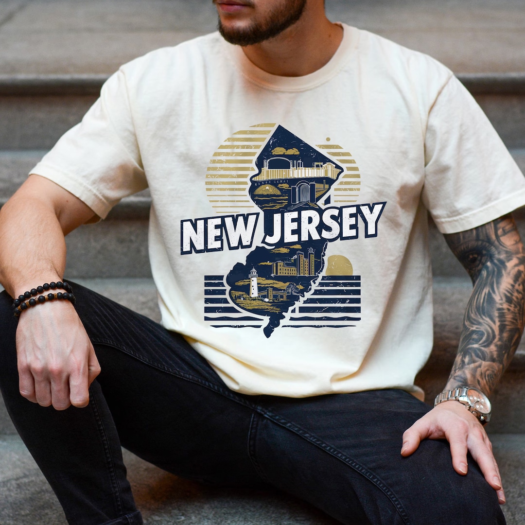 New Jersey Retro Home State Shirt, Custom 50 US States Travel T-shirt ...
