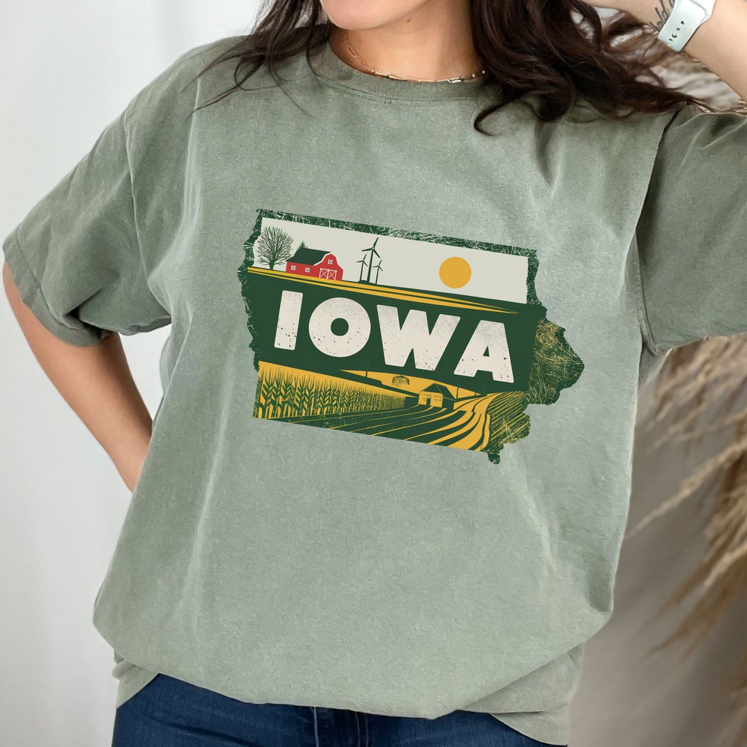 Iowa Retro Home State Shirt, Custom 50 US States Travel T-shirt, Iowa ...