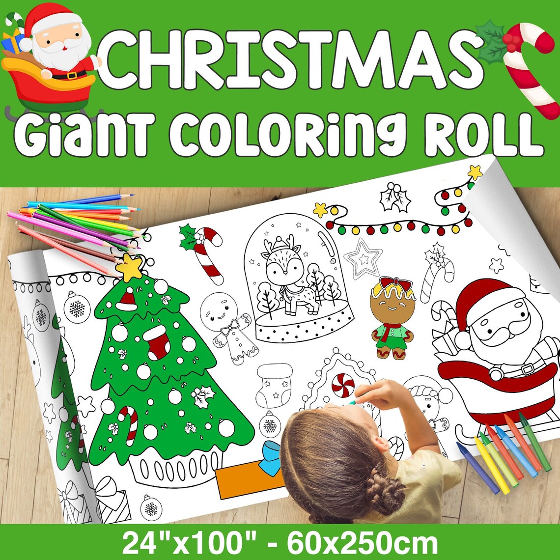 Christmas Giant Coloring and Activity Roll for Kids Coloring Poster ...