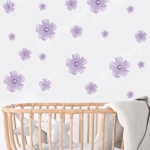 Cute Watercolor Flower Decals Lilac Boho Kids Wall Decal Sticker ...