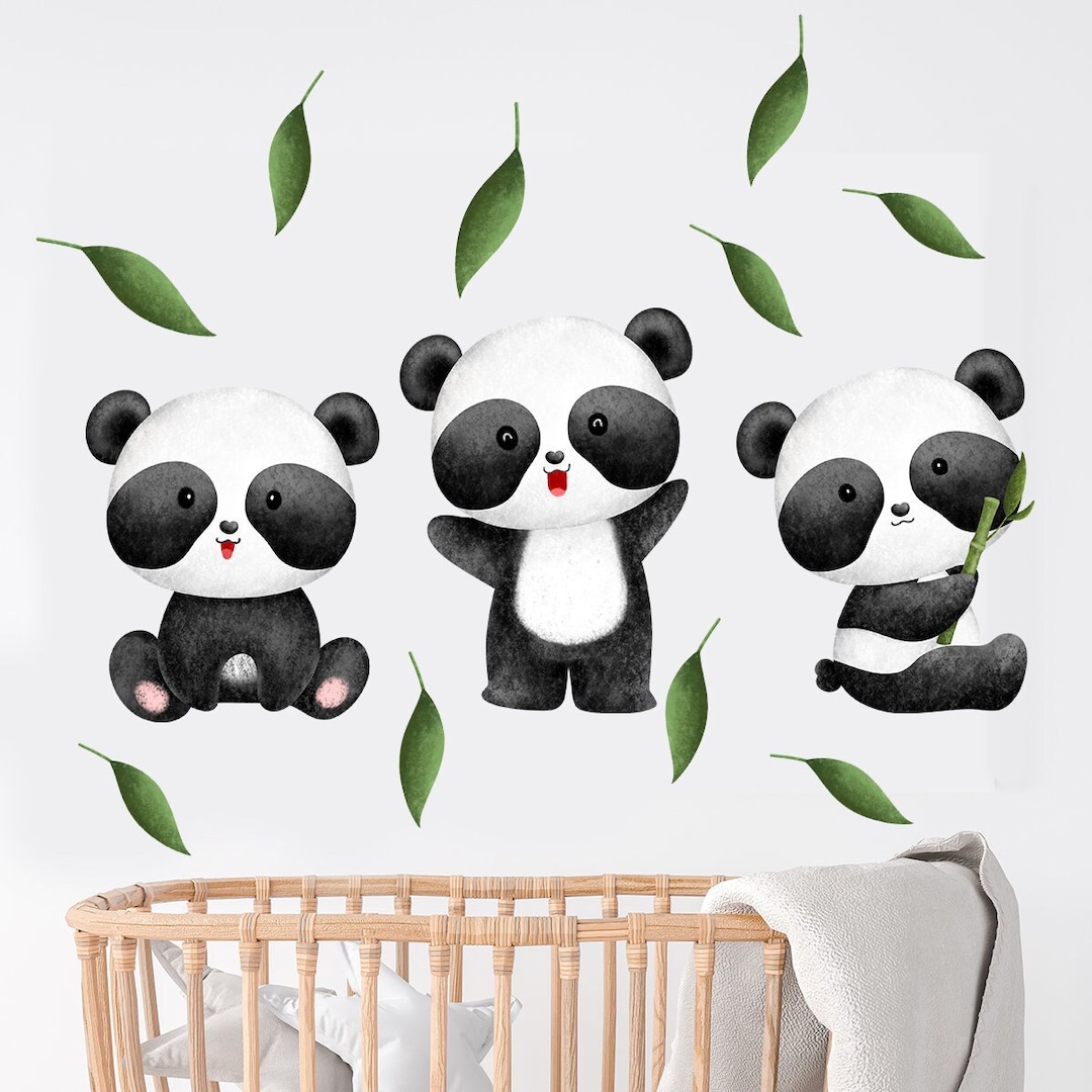 Cute Pandas Kids Wall Decal Sticker Set Removable Decals - Baby Panda ...