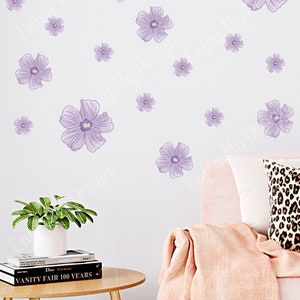 Cute Watercolor Flower Decals Lilac Boho Kids Wall Decal Sticker ...