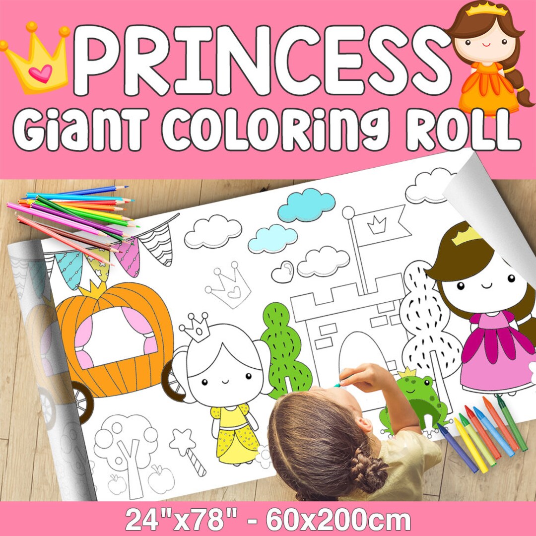 Giant Coloring and Activity Roll for Kids Coloring Poster - Princess ...
