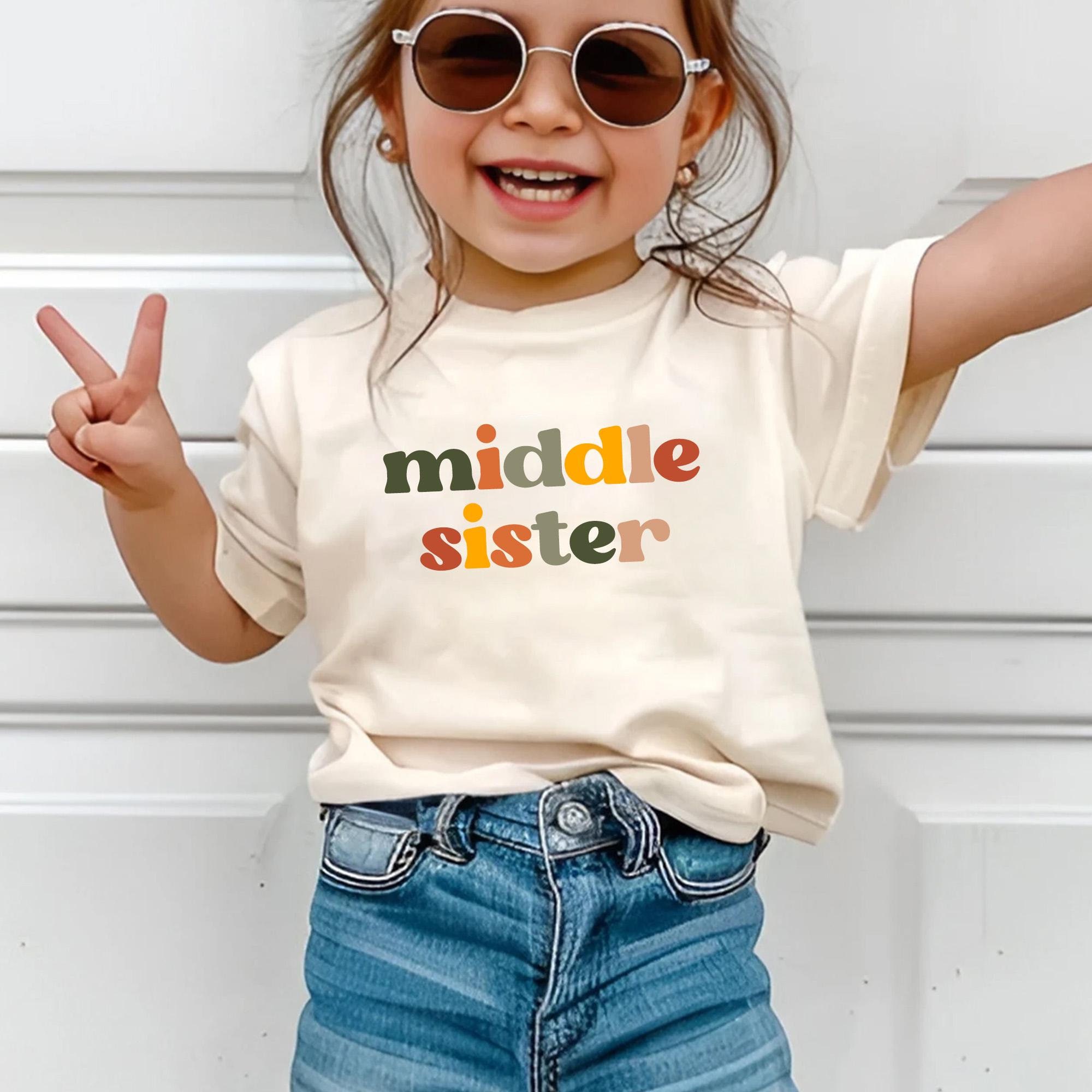 Middle Sister Shirt, Newborn Announcement Siblings Matching Shirts Kids ...