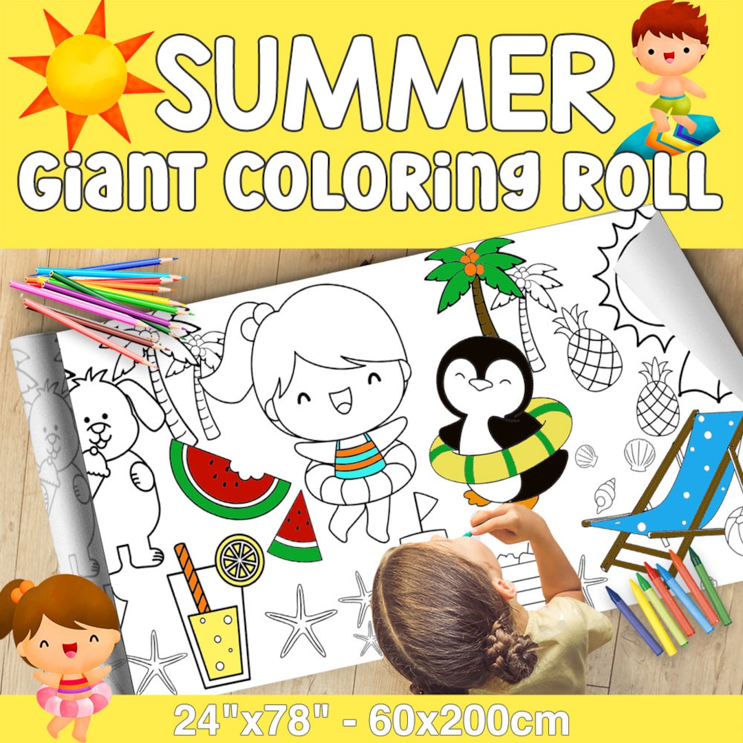 Giant Coloring and Activity Roll for Kids Coloring Poster - Summer ...
