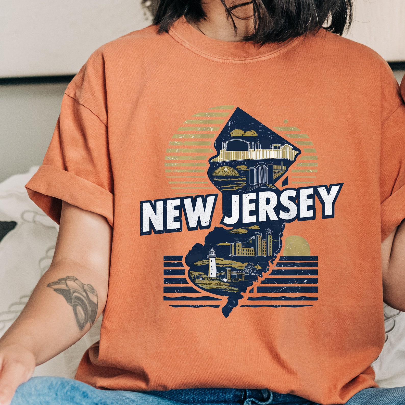 New Jersey Retro Home State Shirt, Custom 50 US States Travel T-shirt ...
