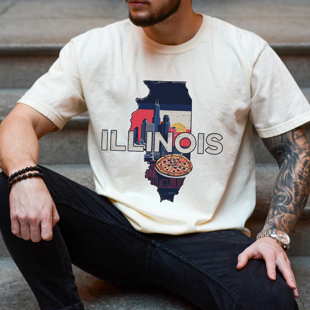 Illinois Retro Home State Shirt, Custom 50 US States Travel T-shirt ...