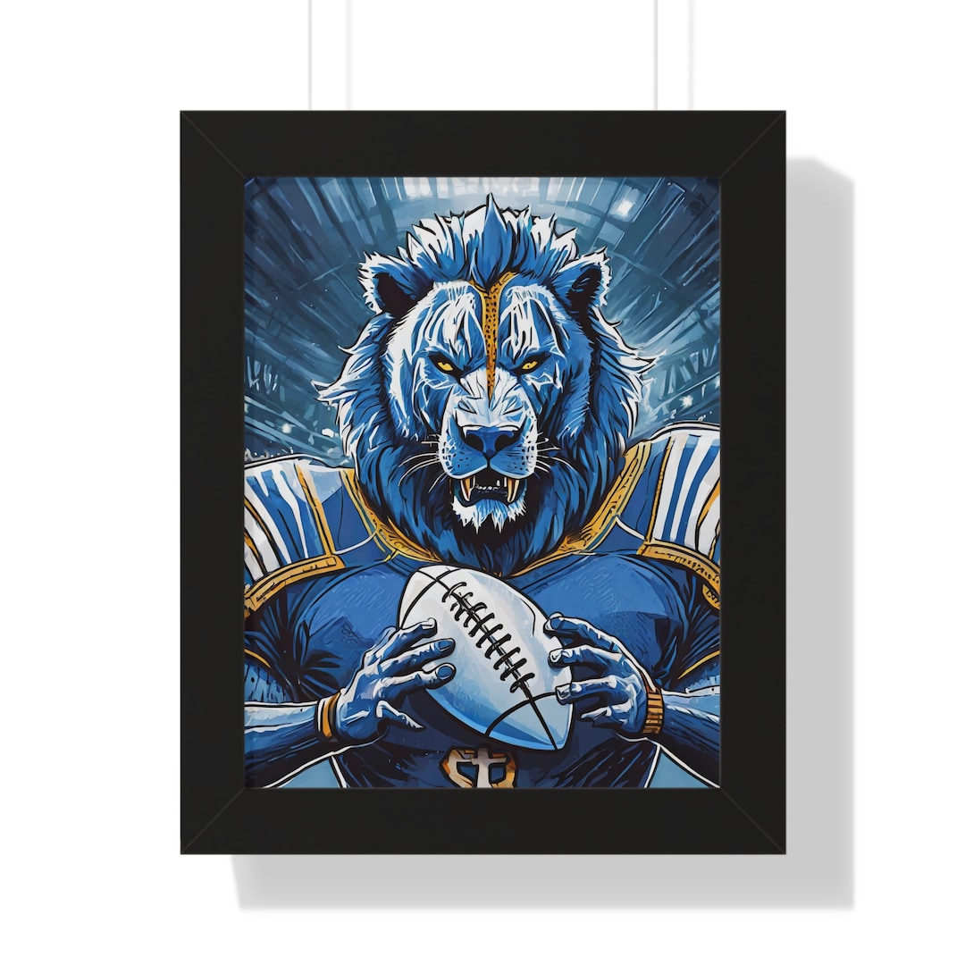 Detroit Lions Themed Framed Vertical Poster - Premium Archive-quality ...
