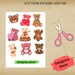 Teddy Stickers Cute Teddy Printable Stickers 9 Different Cat - Etsy