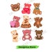 Teddy Stickers Cute Teddy Printable Stickers 9 Different Cat - Etsy