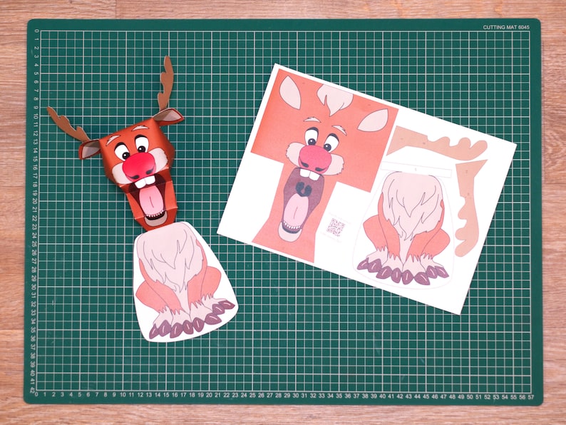 Single-sheet Printable Paper Puppet Building Kit Santa & Rudolf - Etsy