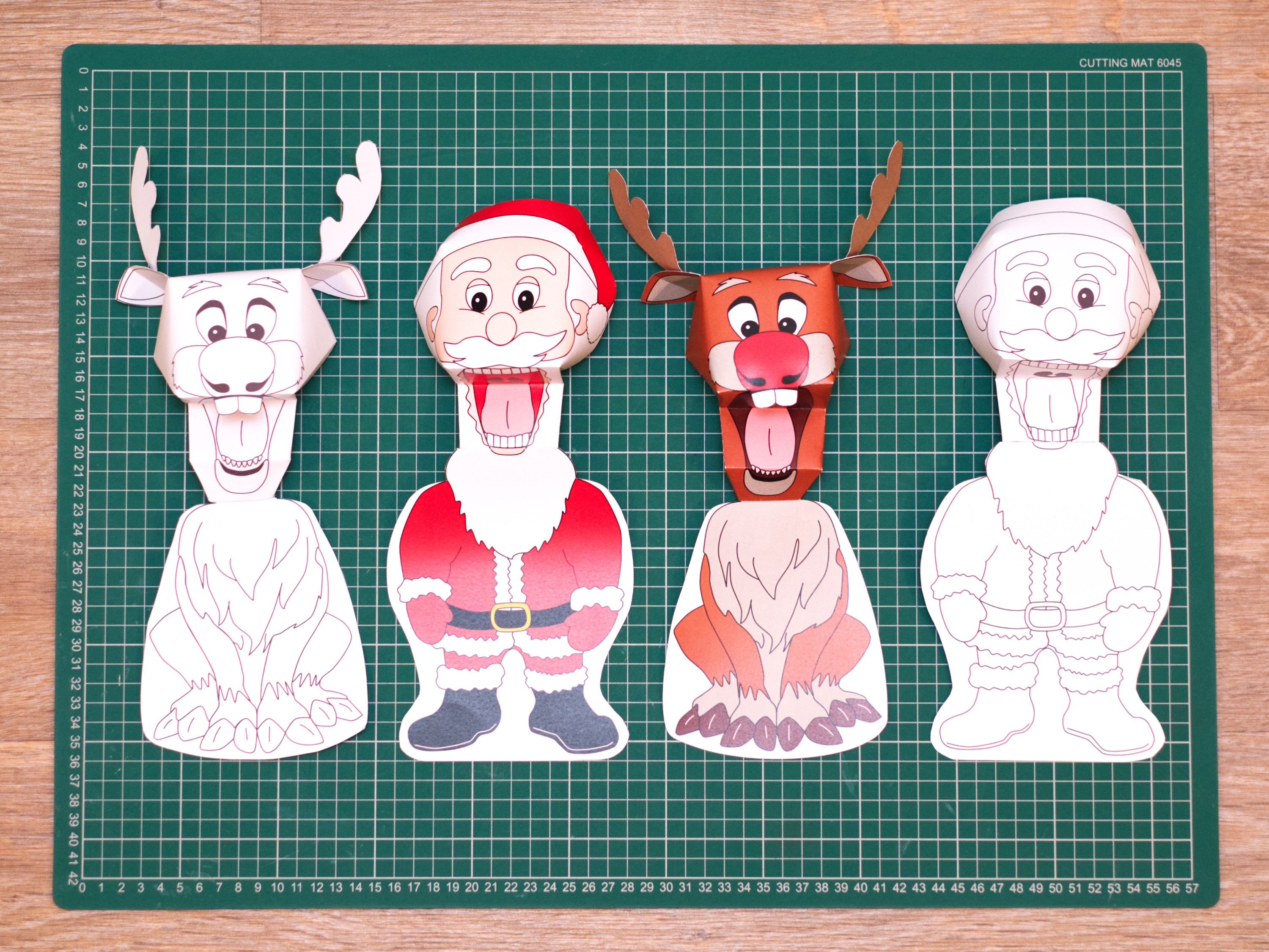 Single-sheet Printable Paper Puppet Building Kit - Santa & Rudolf - Etsy