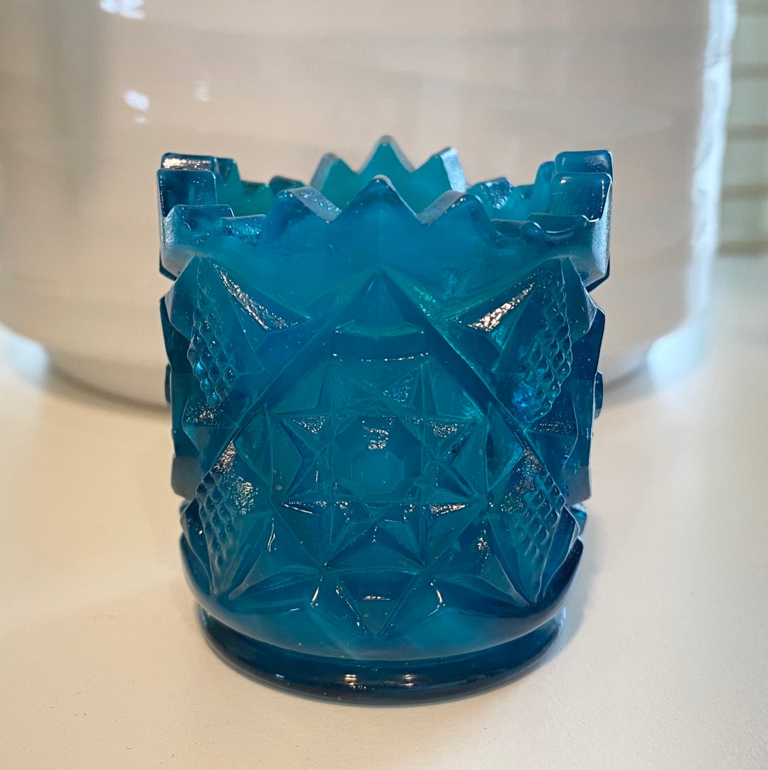 Vintage Blue Glass Toothpick Holder - Etsy