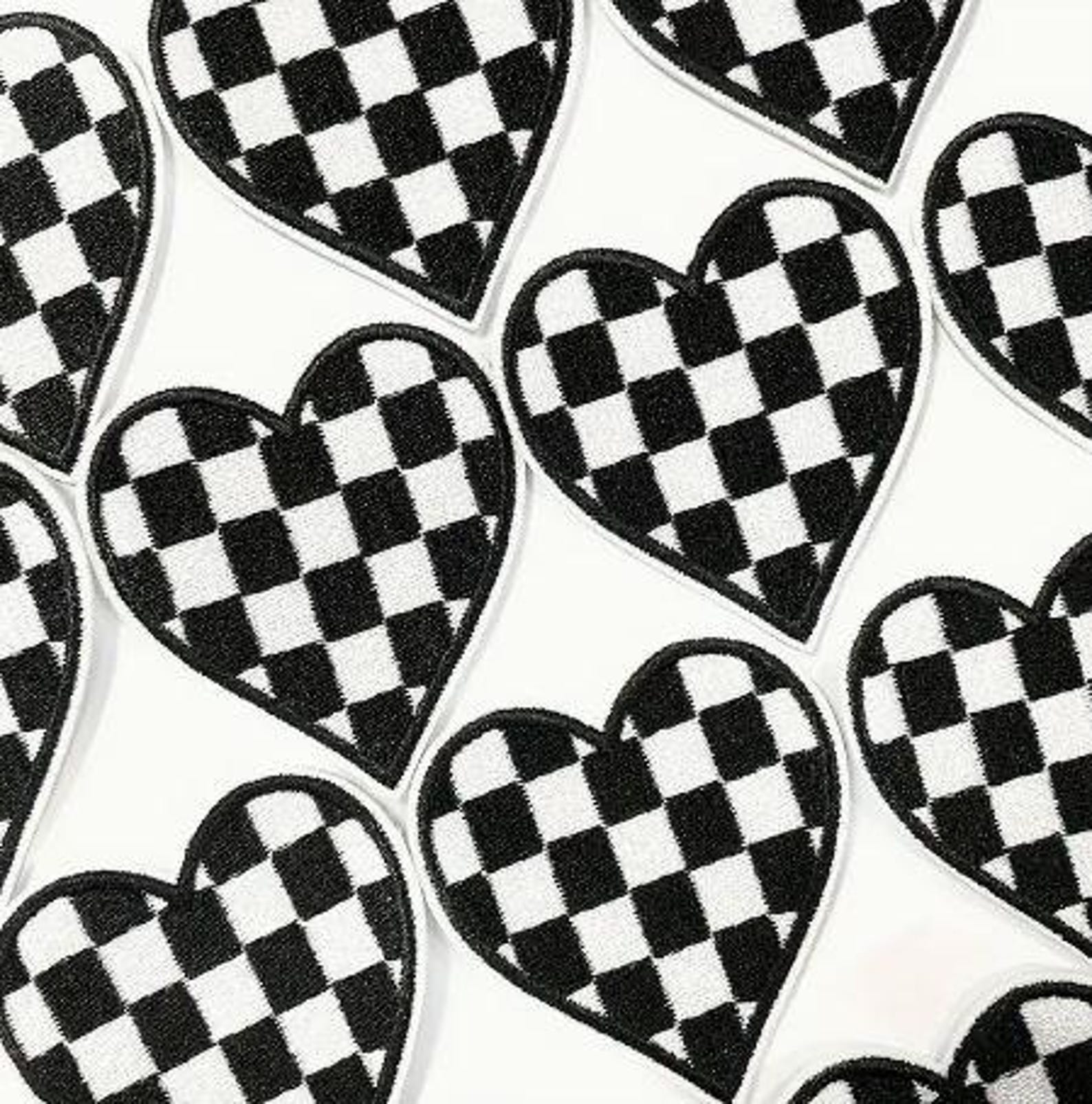 Black & White Checkerboard Heart Iron-on Patches - Etsy