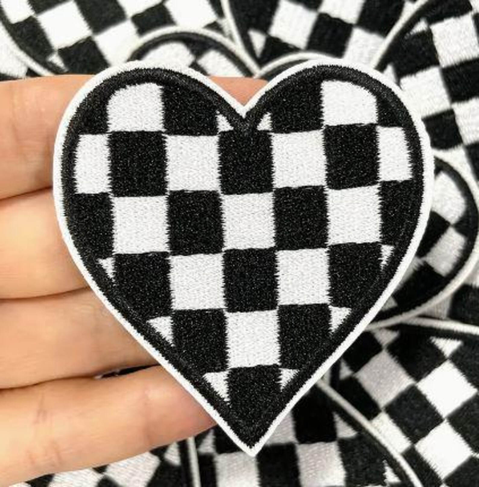 Black & White Checkerboard Heart Iron-on Patches - Etsy
