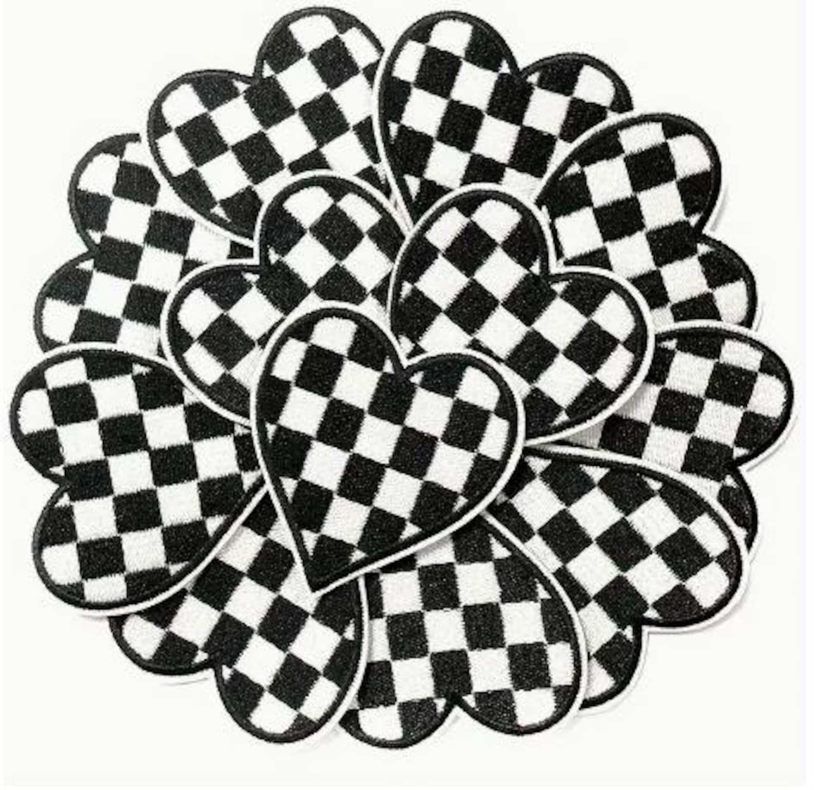 Black & White Checkerboard Heart Iron-on Patches - Etsy