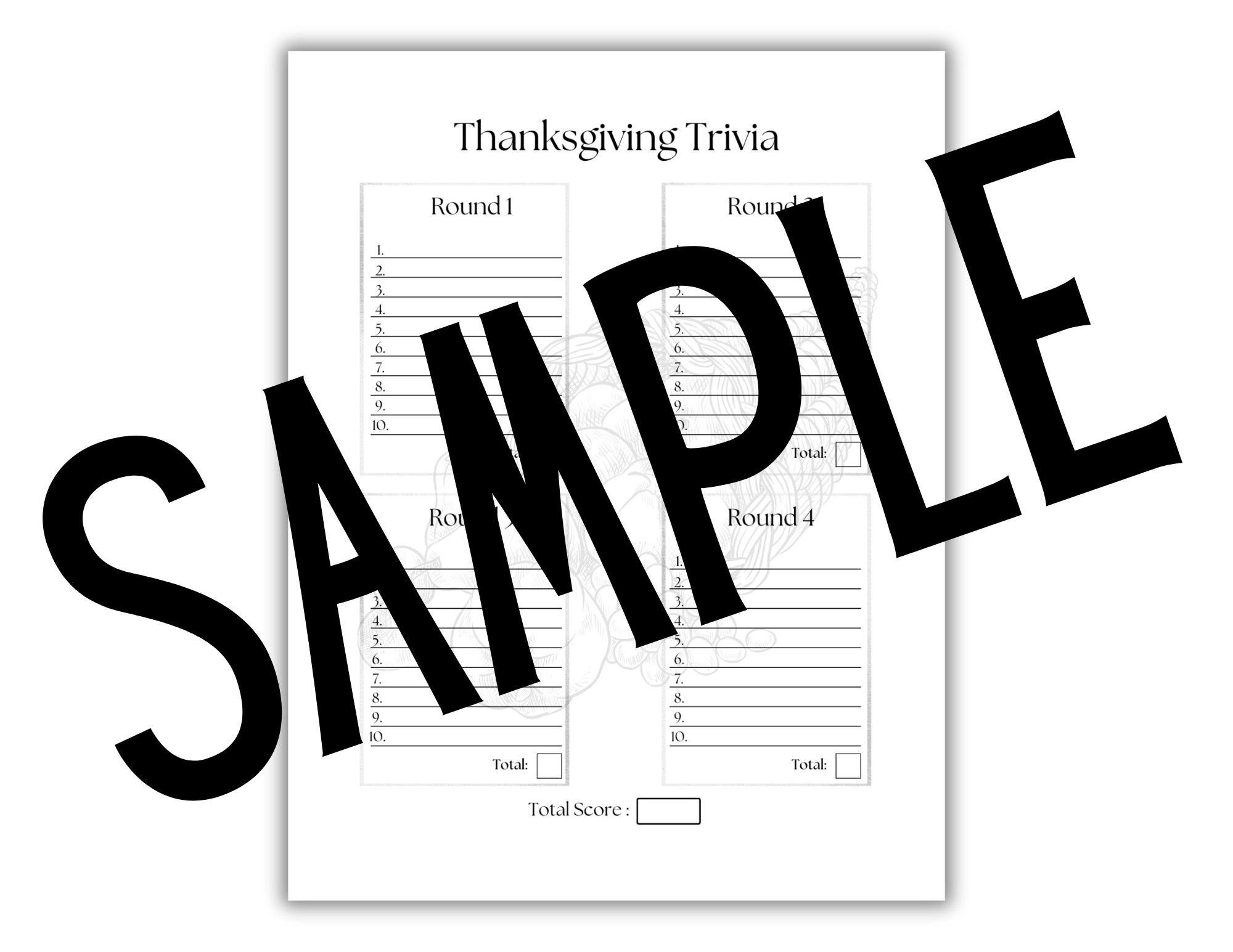 Thanksgiving Trivia Printable Answer Sheets - Digital Download Quiz ...