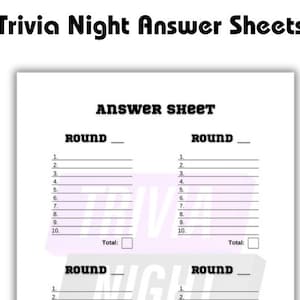 Trivia Night Answer Sheet - Multiple Round Quiz Printable Score Page - Etsy