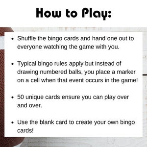 Football Bingo Cards - Tailgating or Super Bowl Watch Party Game ...