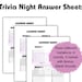 Trivia Night Answer Sheet - Multiple Round Quiz Printable Score Page - Etsy