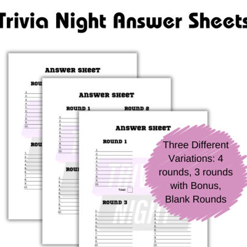 Trivia Night Score Cards - Etsy