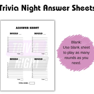 Trivia Night Answer Sheet - Multiple Round Quiz Printable Score Page - Etsy
