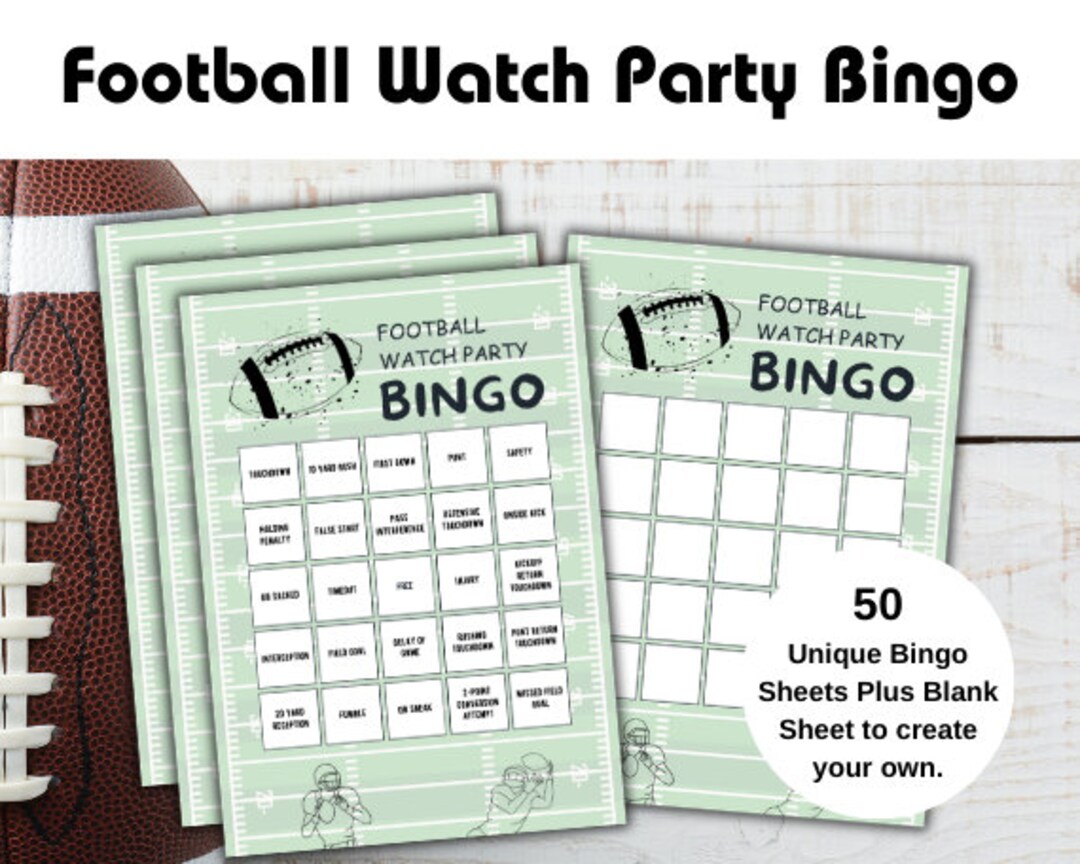 Football Fever Bingo Cards - Tailgating or Super Bowl Watch Party Game ...