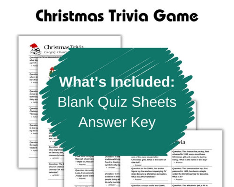Christmas Trivia Party Game, Fun Printable Quiz Sheet for Holiday Game ...